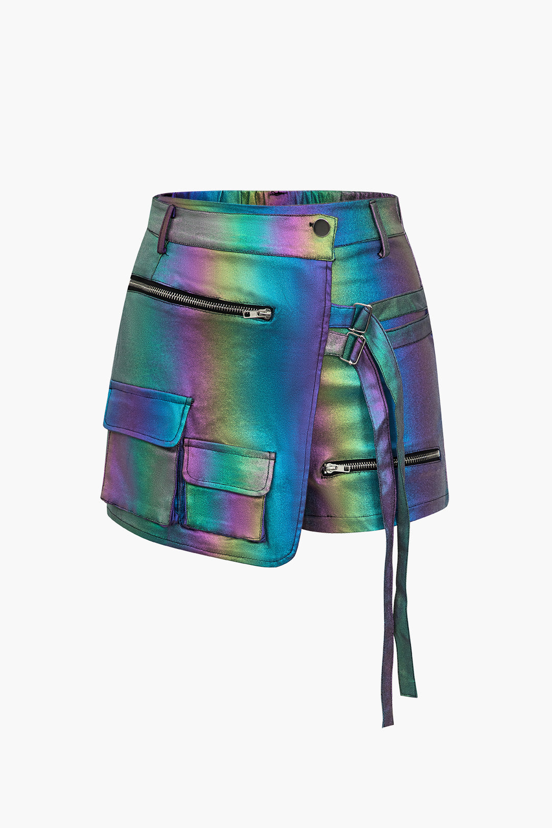 Rainbow Print Asymmetrical Pocket Shorts – Micas
