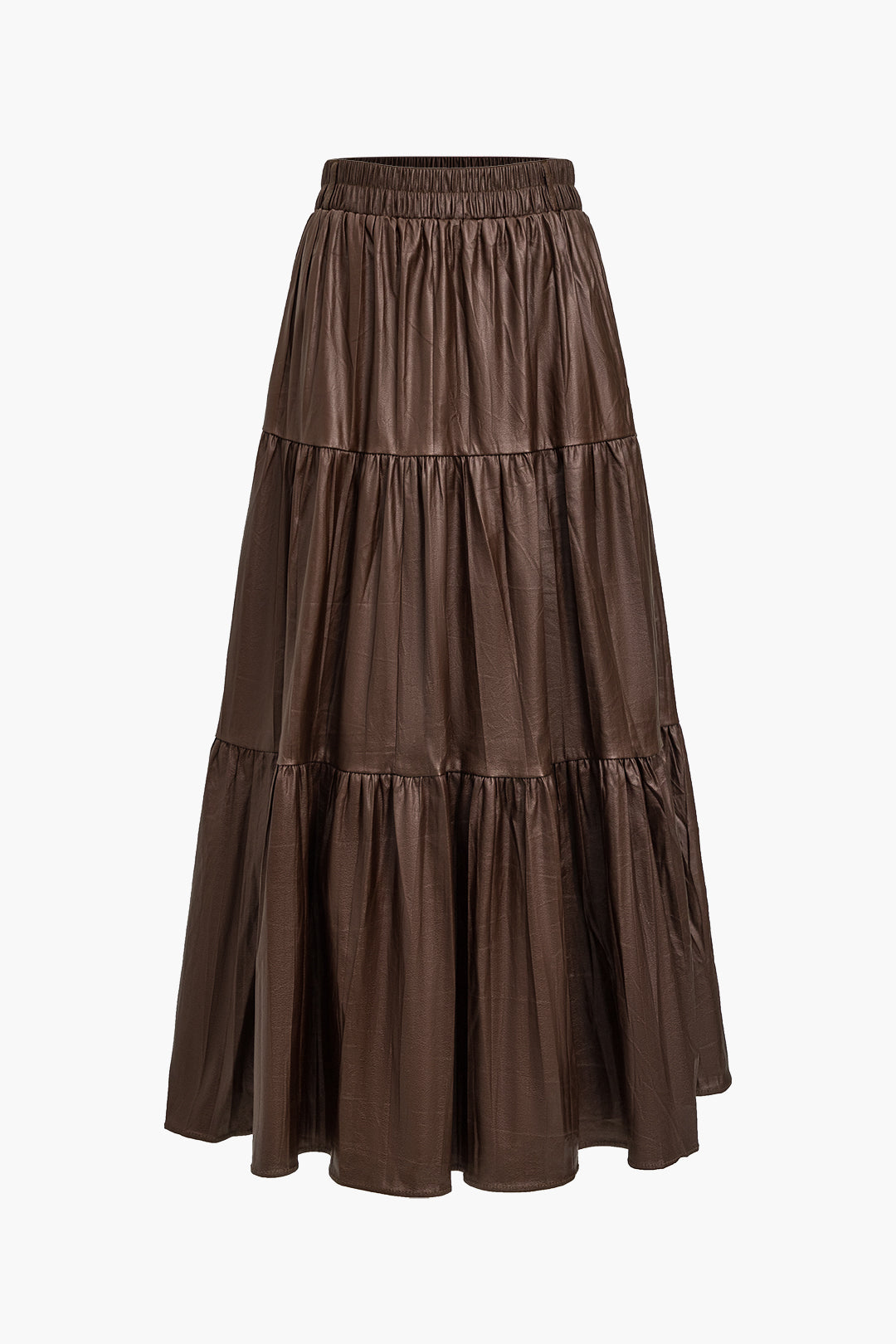 Solid Faux Leather Pleated Skirt – Micas