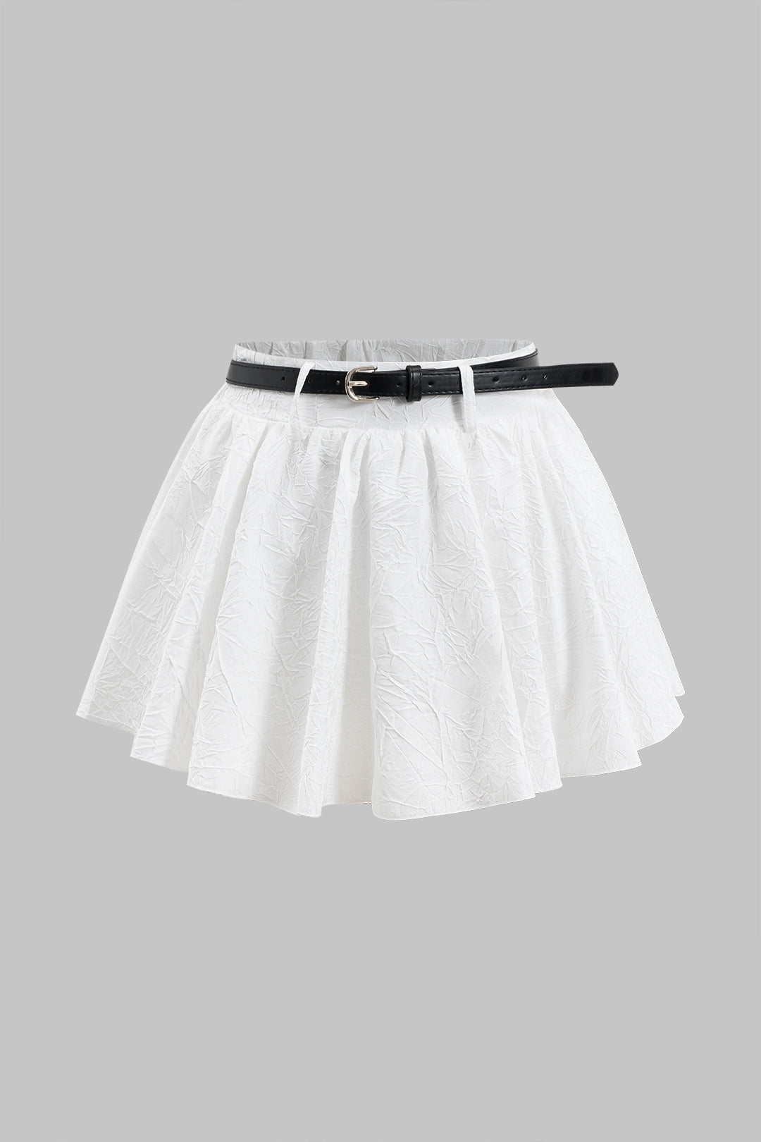 Solid Ruched Belted Skirt – Micas