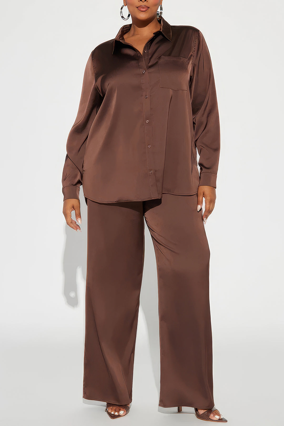 Plus Size Solid Pocket Trouser Set – Micas