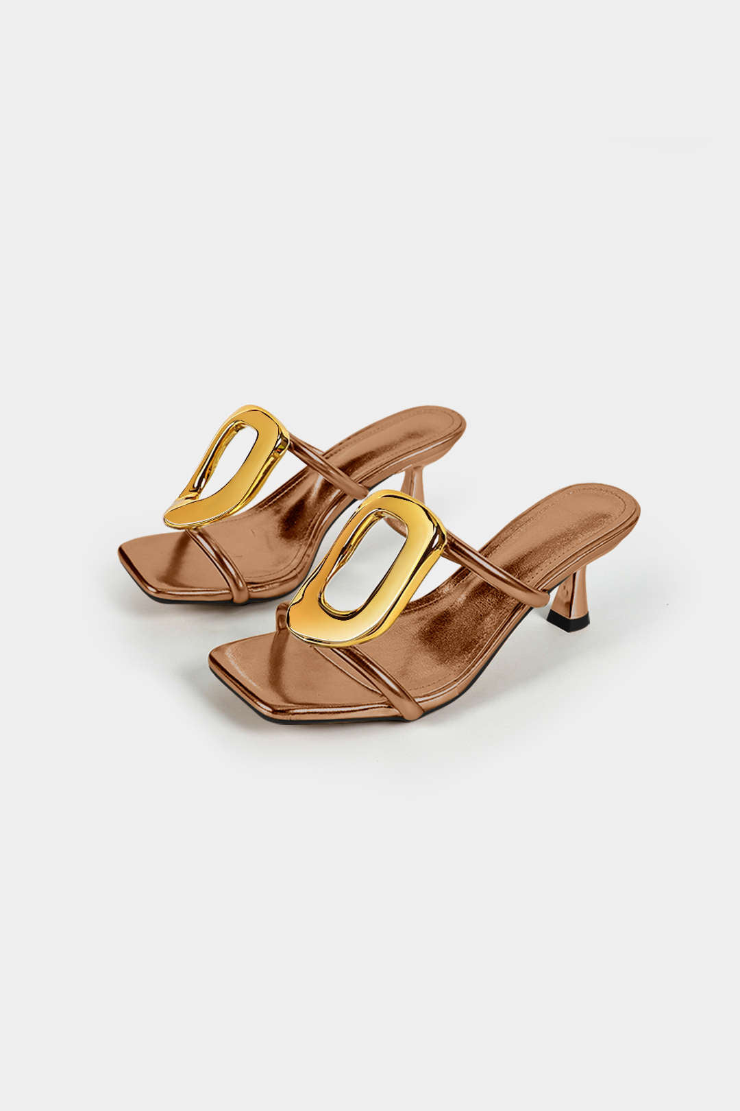 Metallic Square Toe Heels – Micas