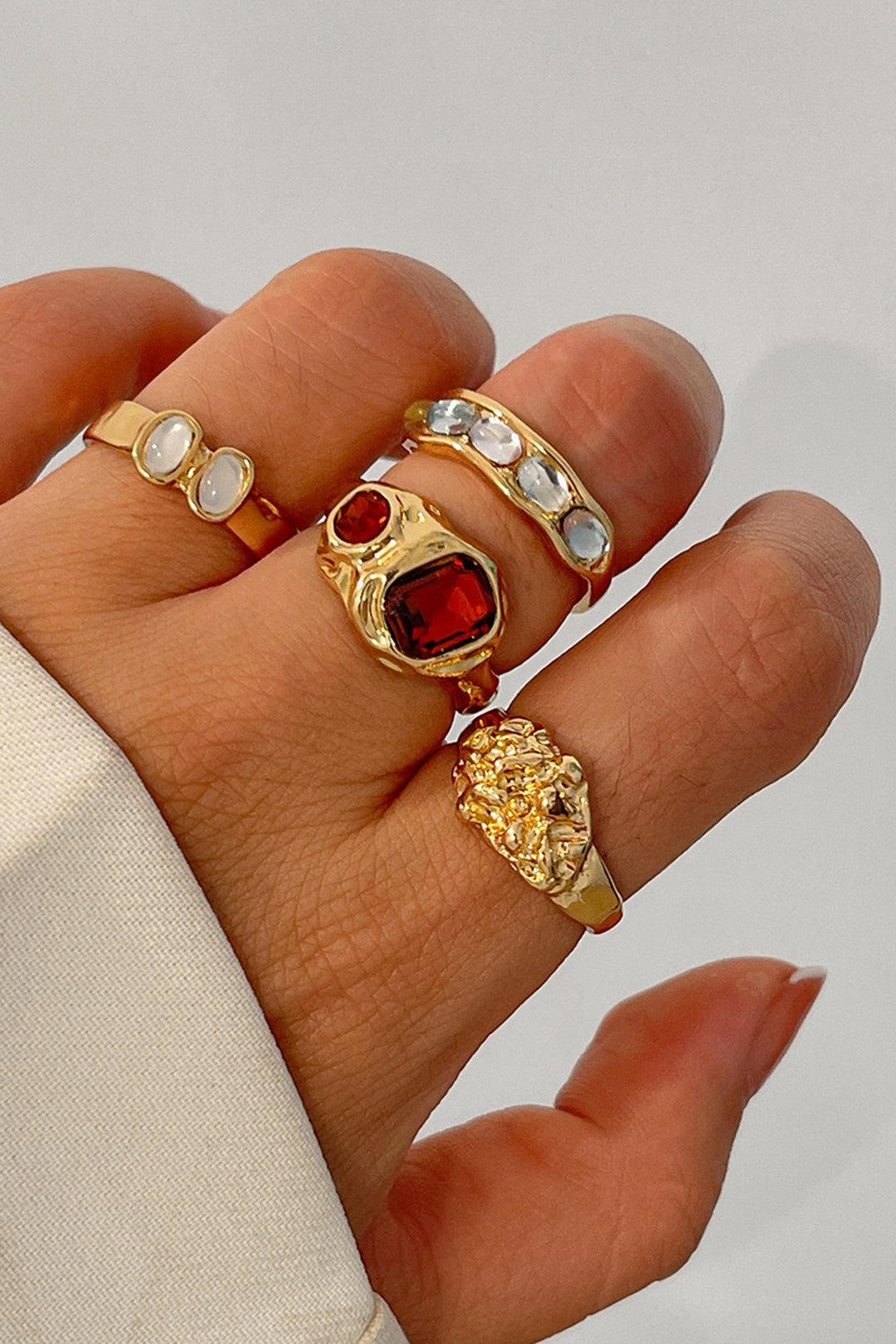 Metallic Geometric Ring Set – Micas