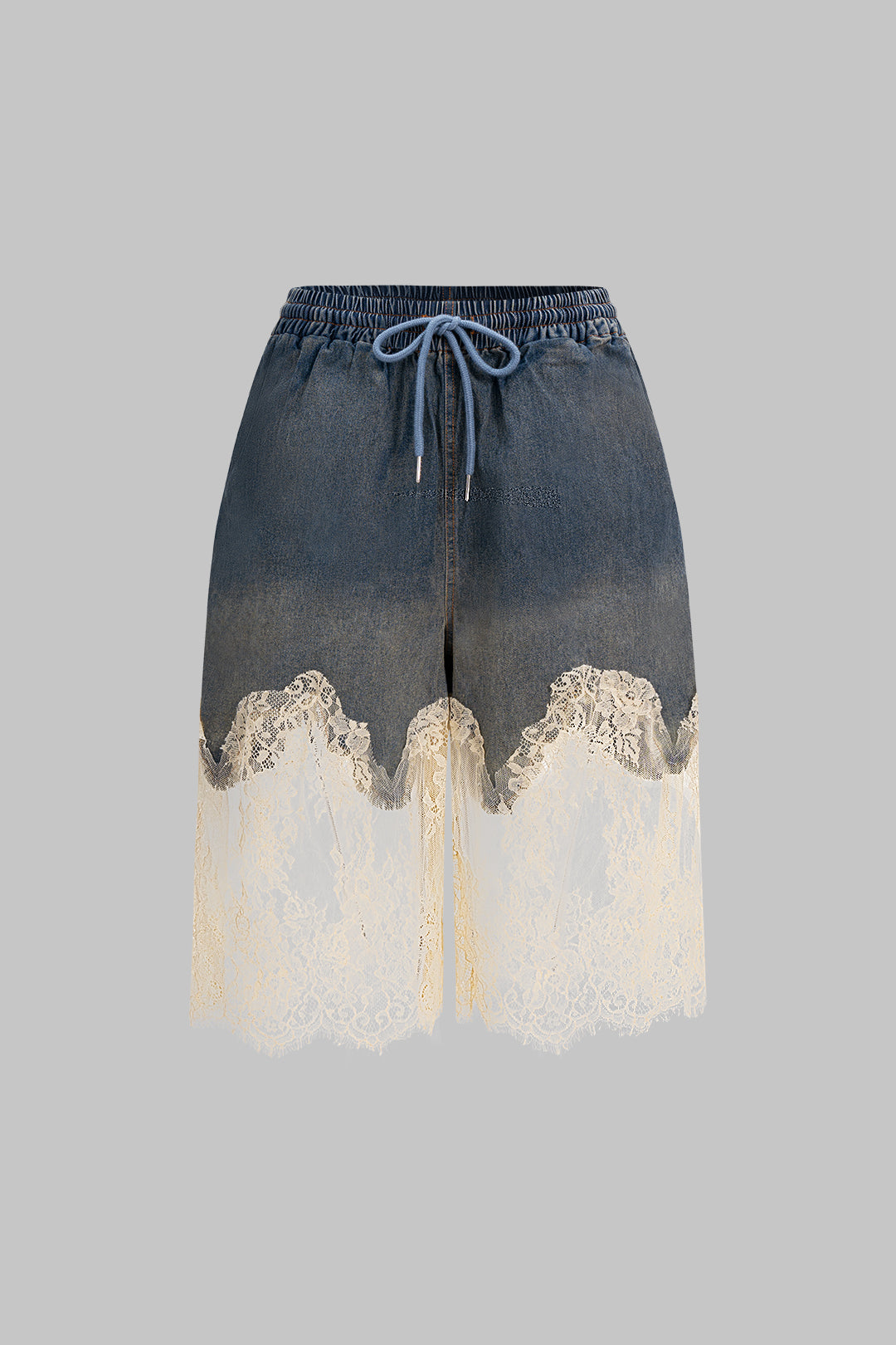 Denim Patchwork Drawstring Wide Leg Shorts – Micas