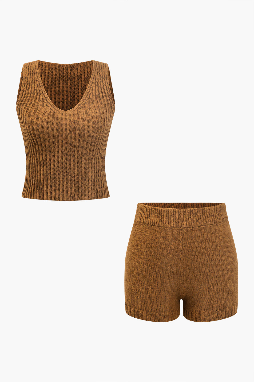 Basic Solid Knit Tank Top And Shorts Set – Micas