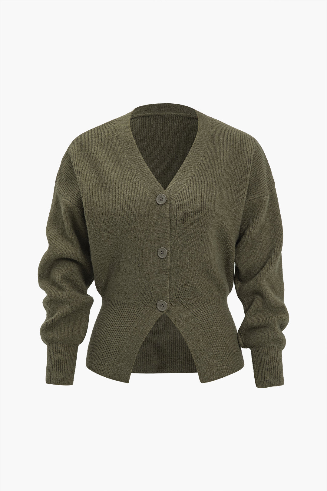 Solid V-neck Button Sweater Cardigan – Micas