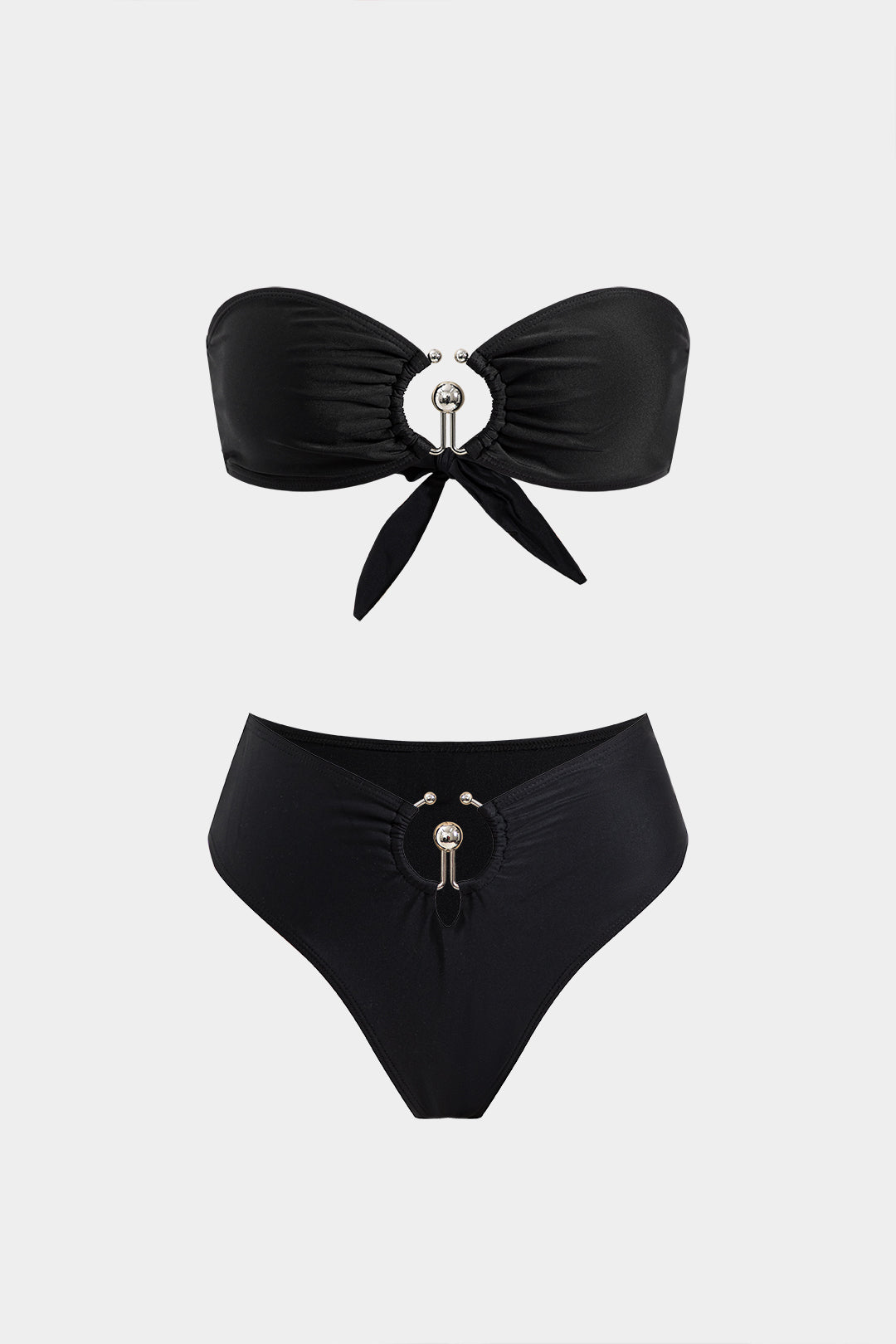 Metallic Ring Ruched Bow Bikini Set – Micas