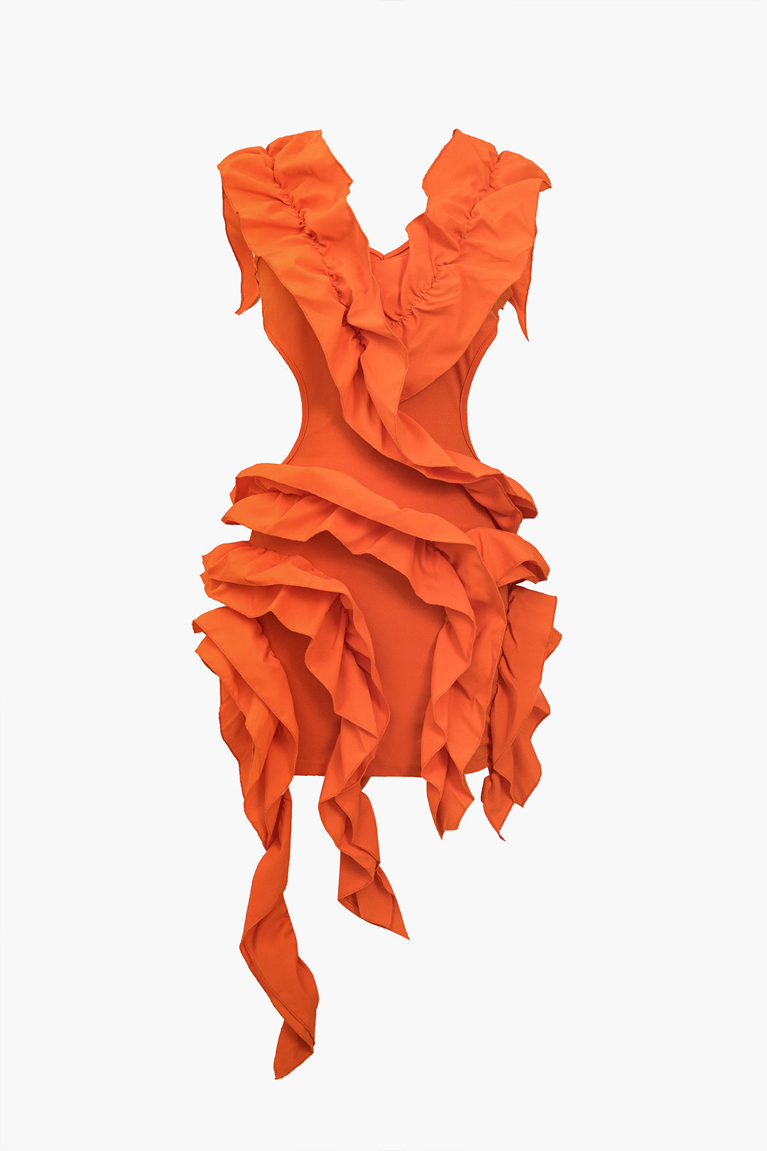 Solid Backless Pleated Ruffle Midi Dress – Micas