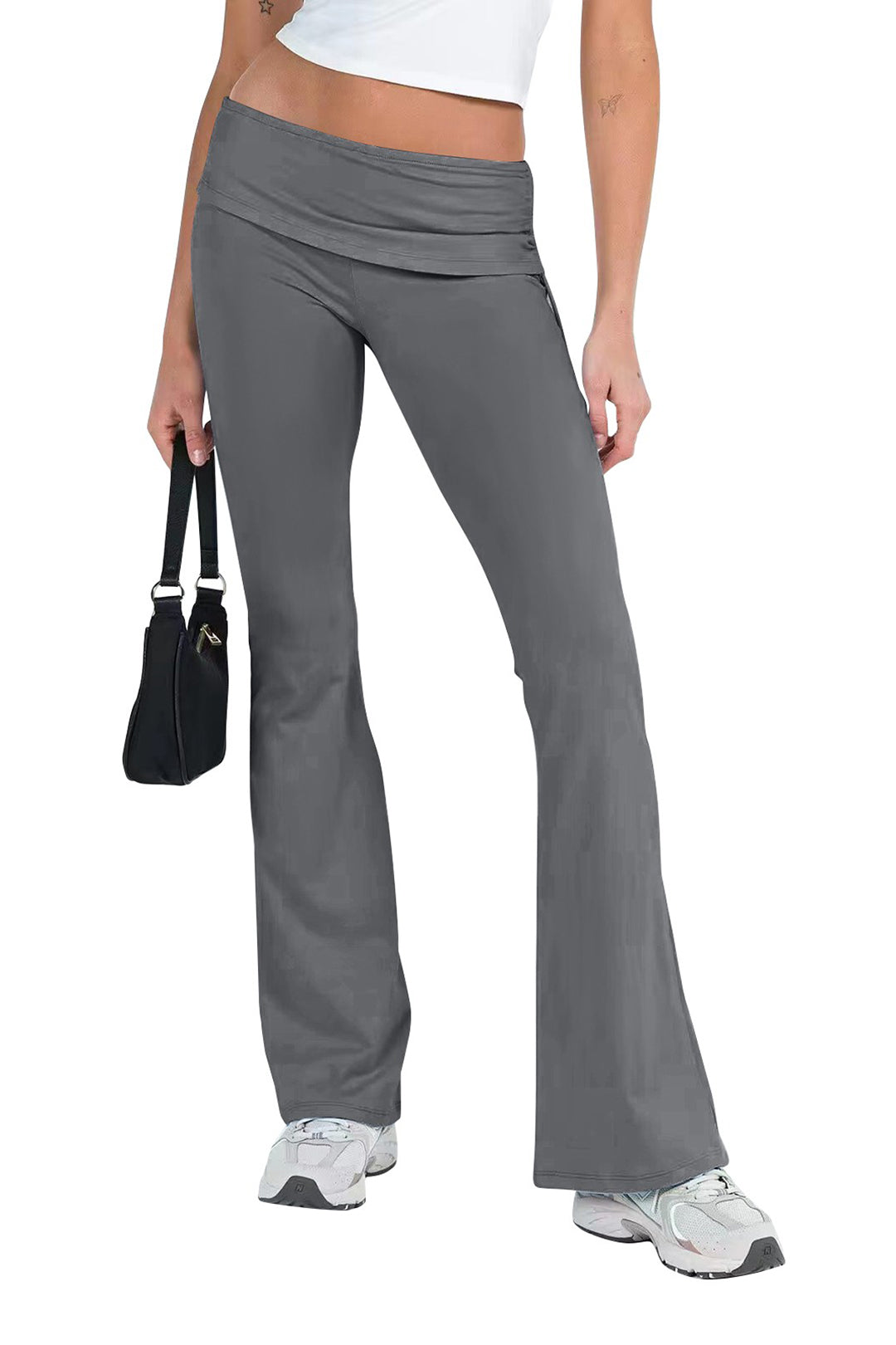 Solid Drawstring Flare Trousers – Micas
