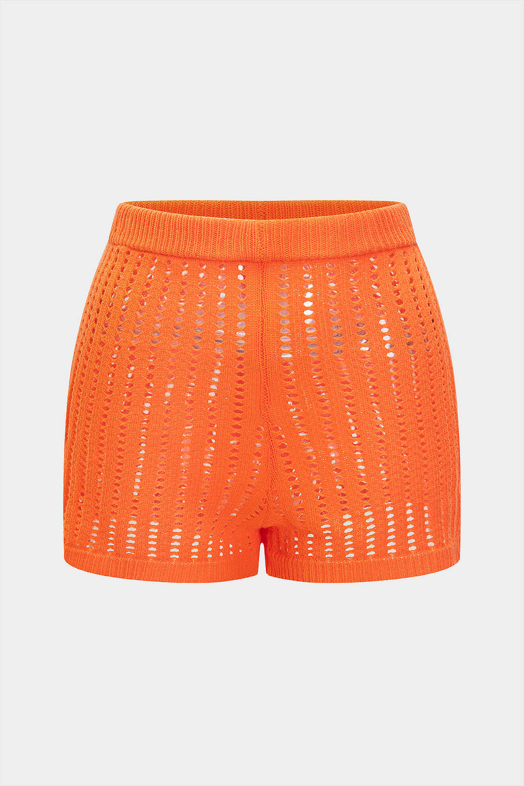 Plus Size Knit Hollow Out High Waist Shorts – Micas