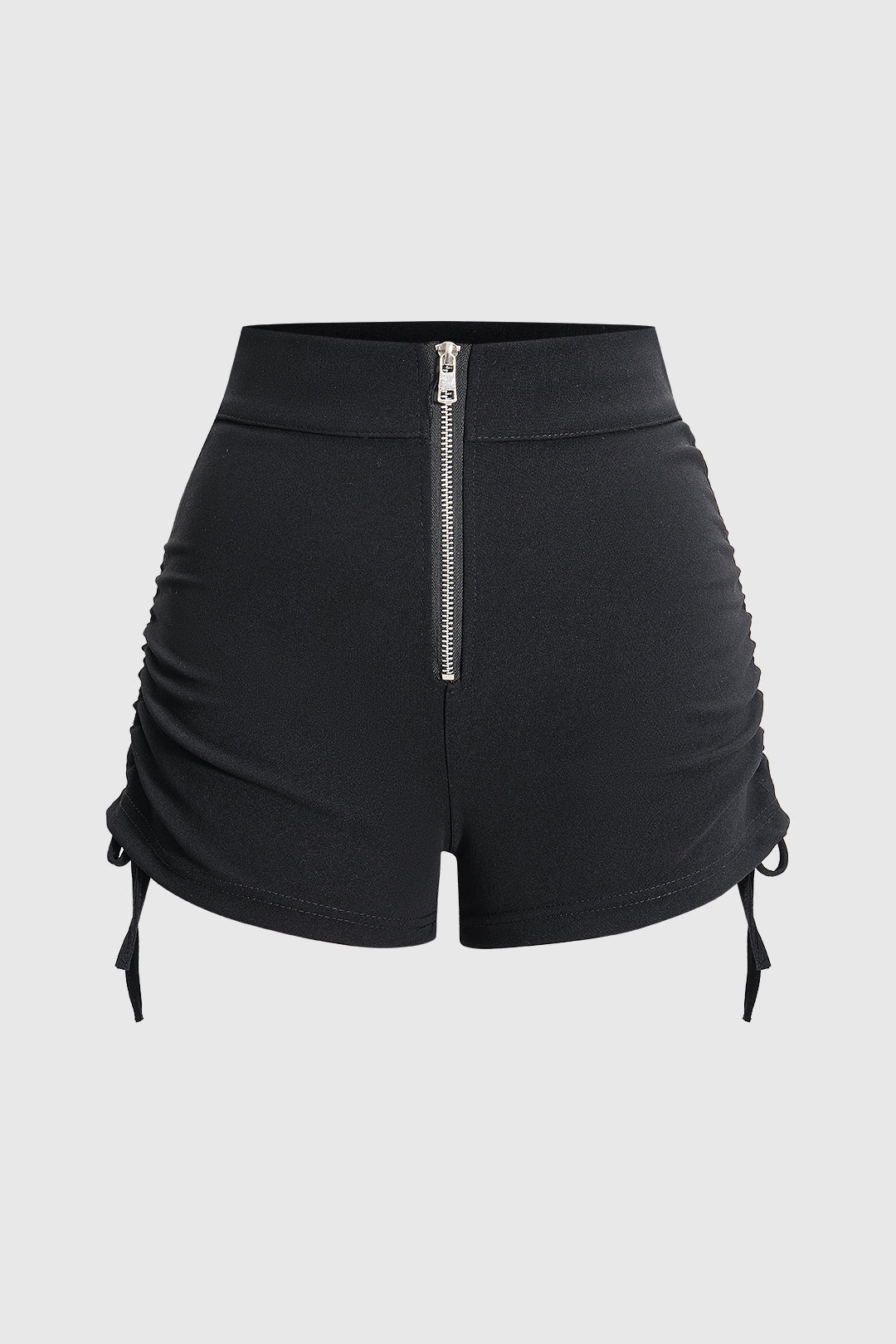 High Waist Drawstring Zipper Detail Shorts – Micas