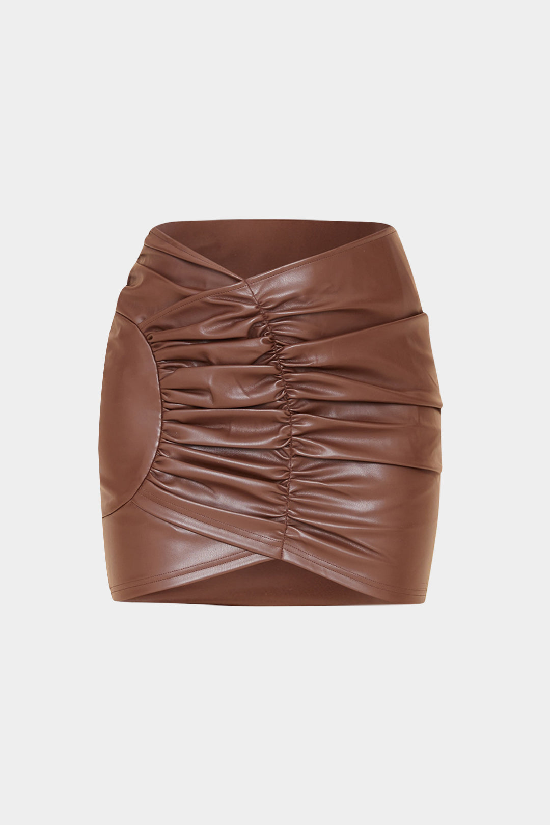 Faux Leather Ruched Skirt – Micas