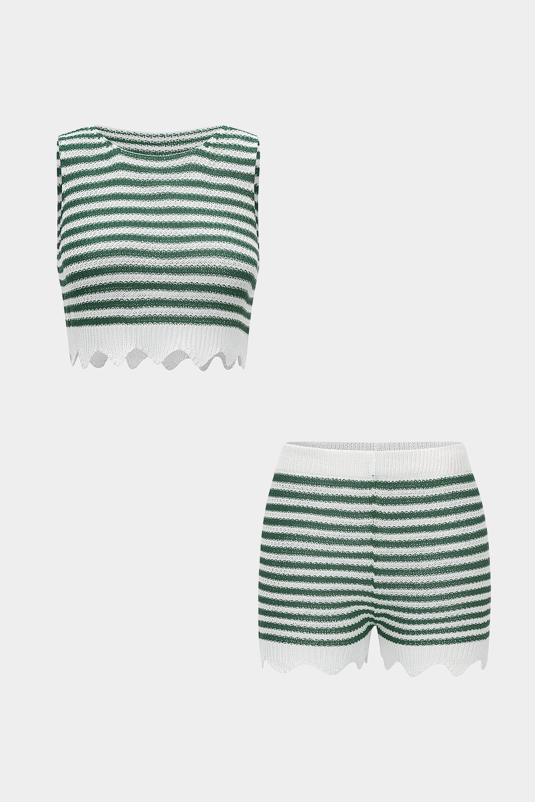 Knit Contrast Stripes Print Tank Top And Shorts Set – Micas