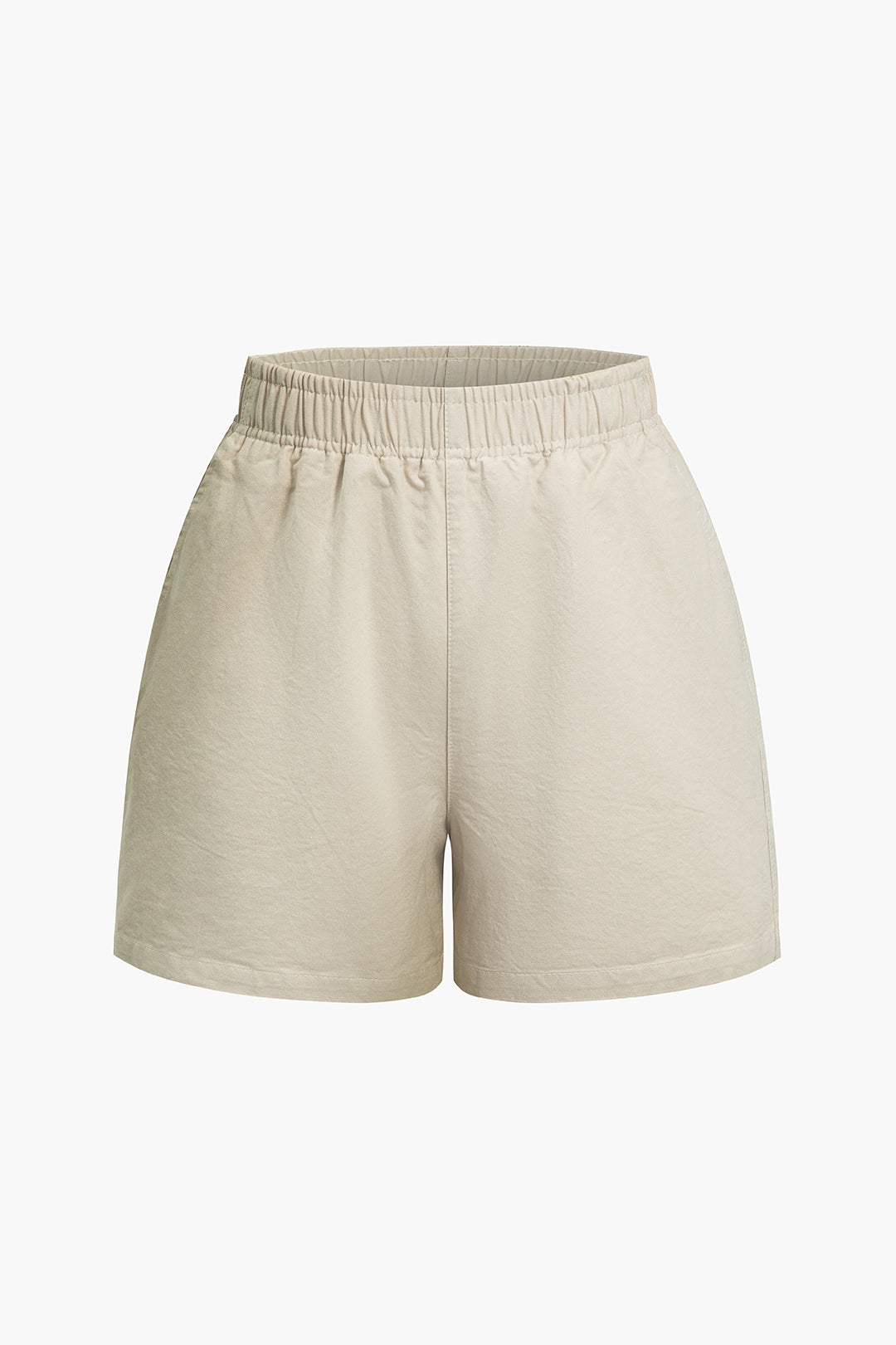 Basic Solid Shirred Waistband Pocket Shorts – Micas