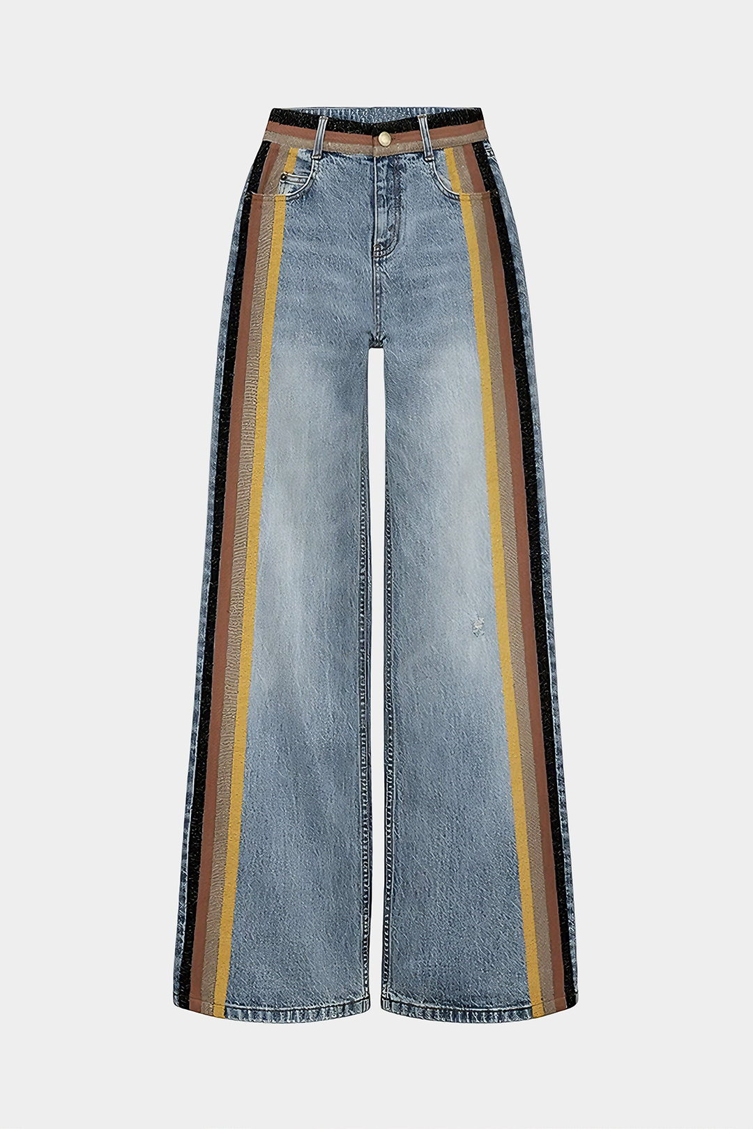 Denim Contrast Binding Wide Leg Jeans – Micas
