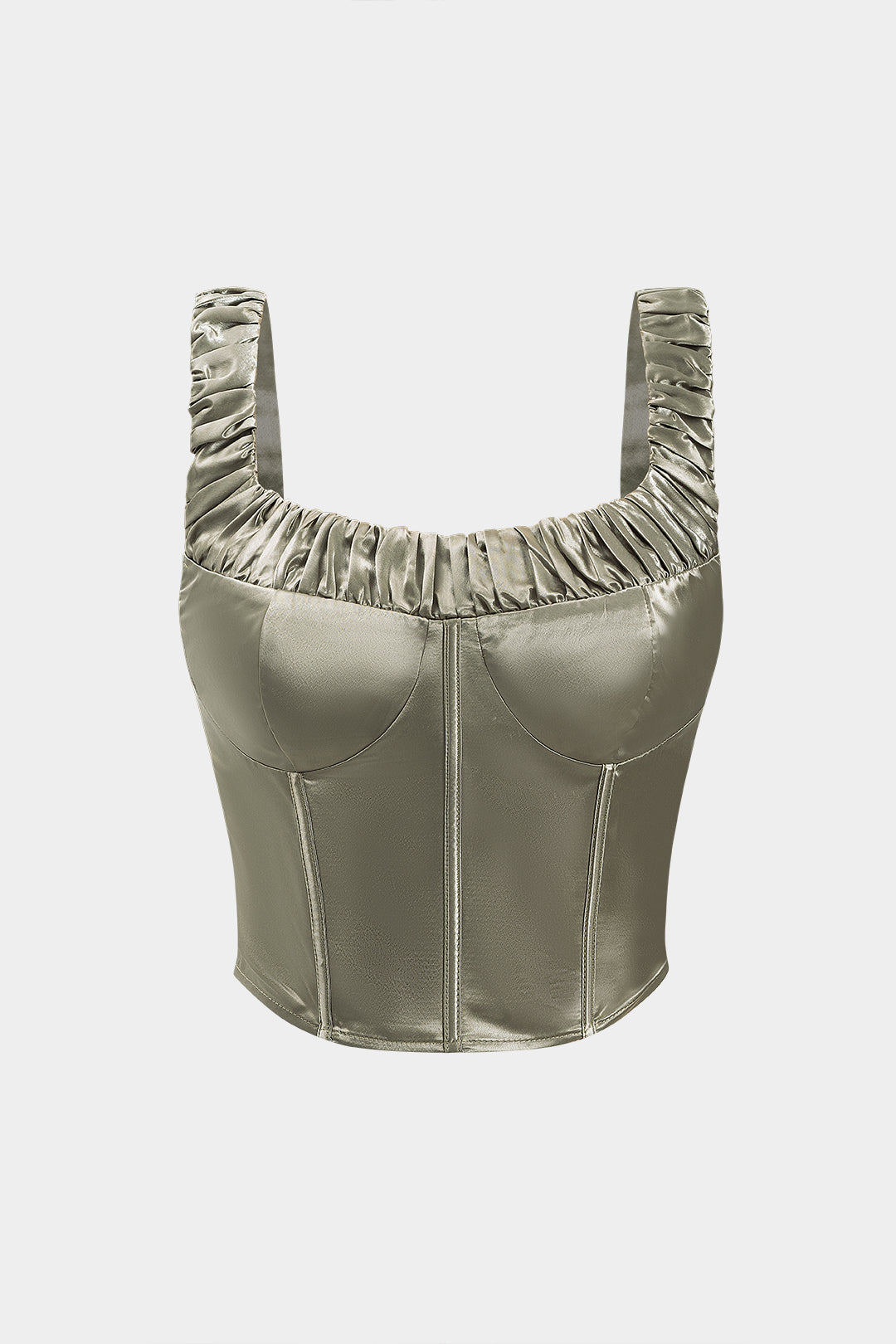 Satin Ruched Side Zipper Bustier Corset Tank Top – Micas