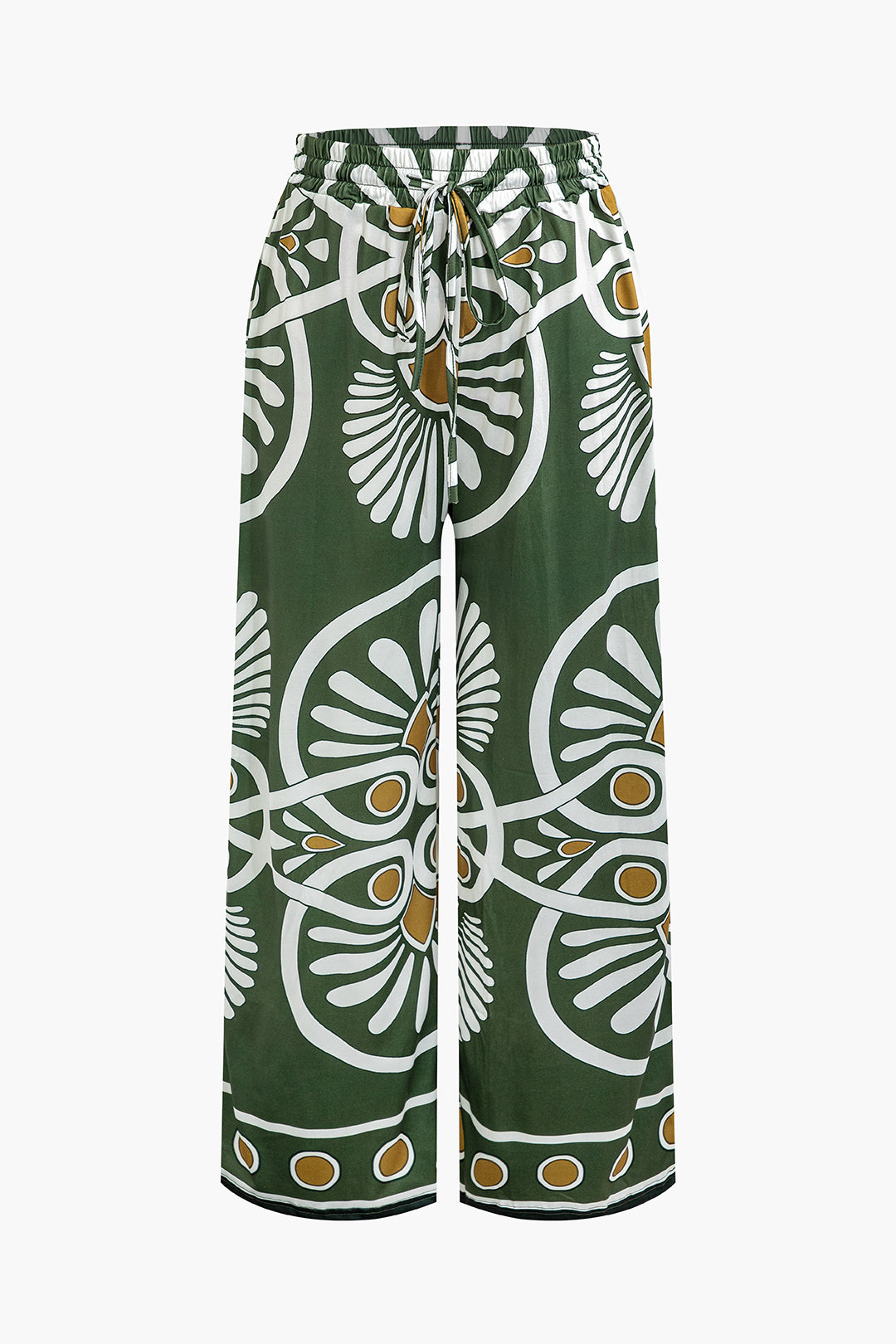 Abstract Print Drawstring Wide Leg Pants – Micas
