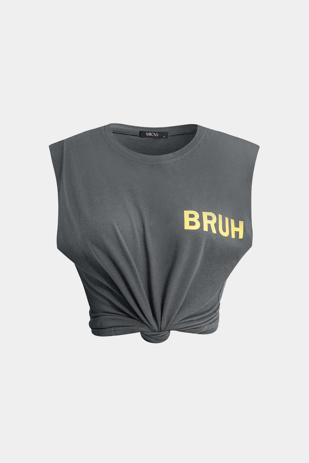 Bruh Print Sleeveless T-shirt – Micas