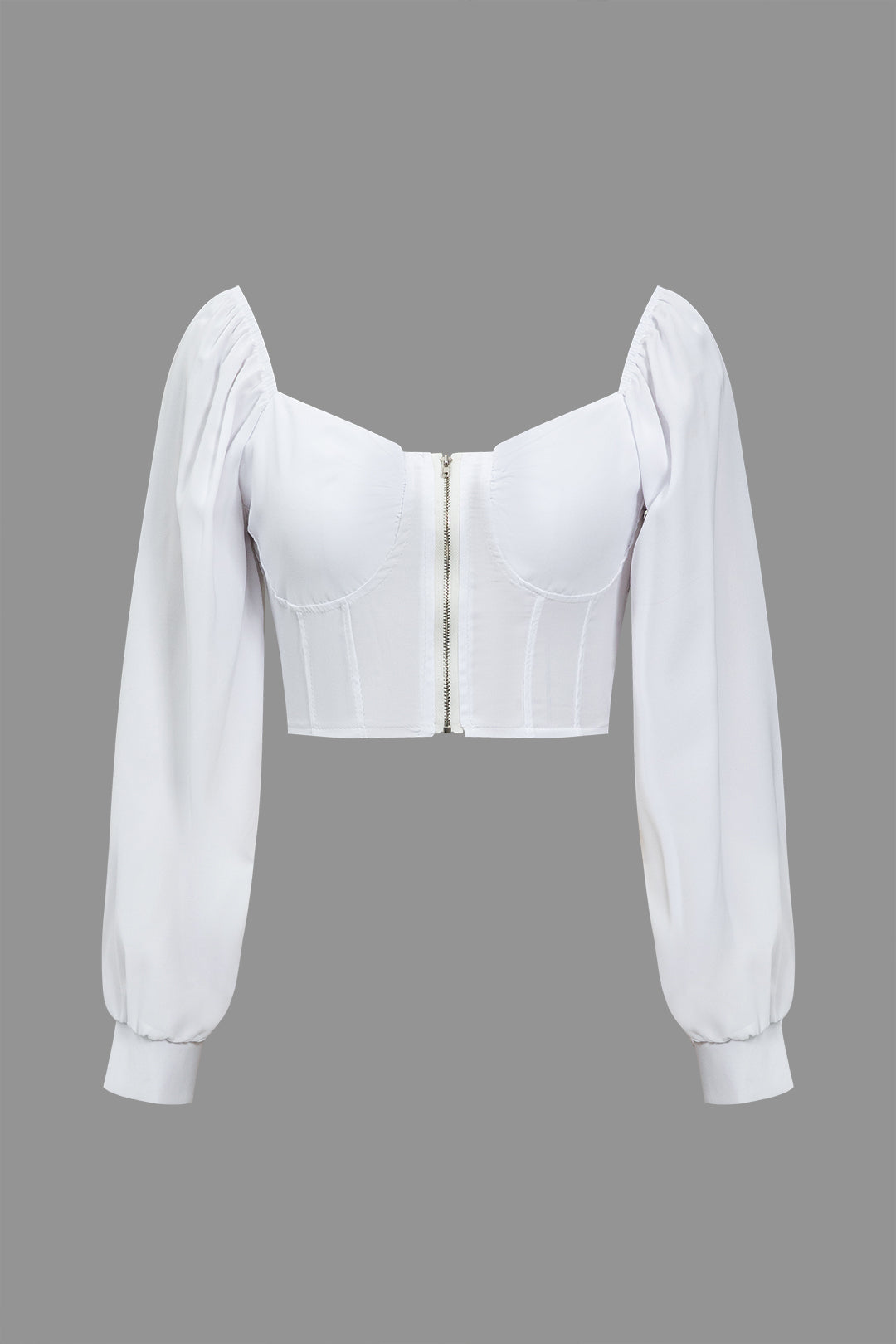 Zipper Bustier Corset Long-Sleeve Shirt – Micas