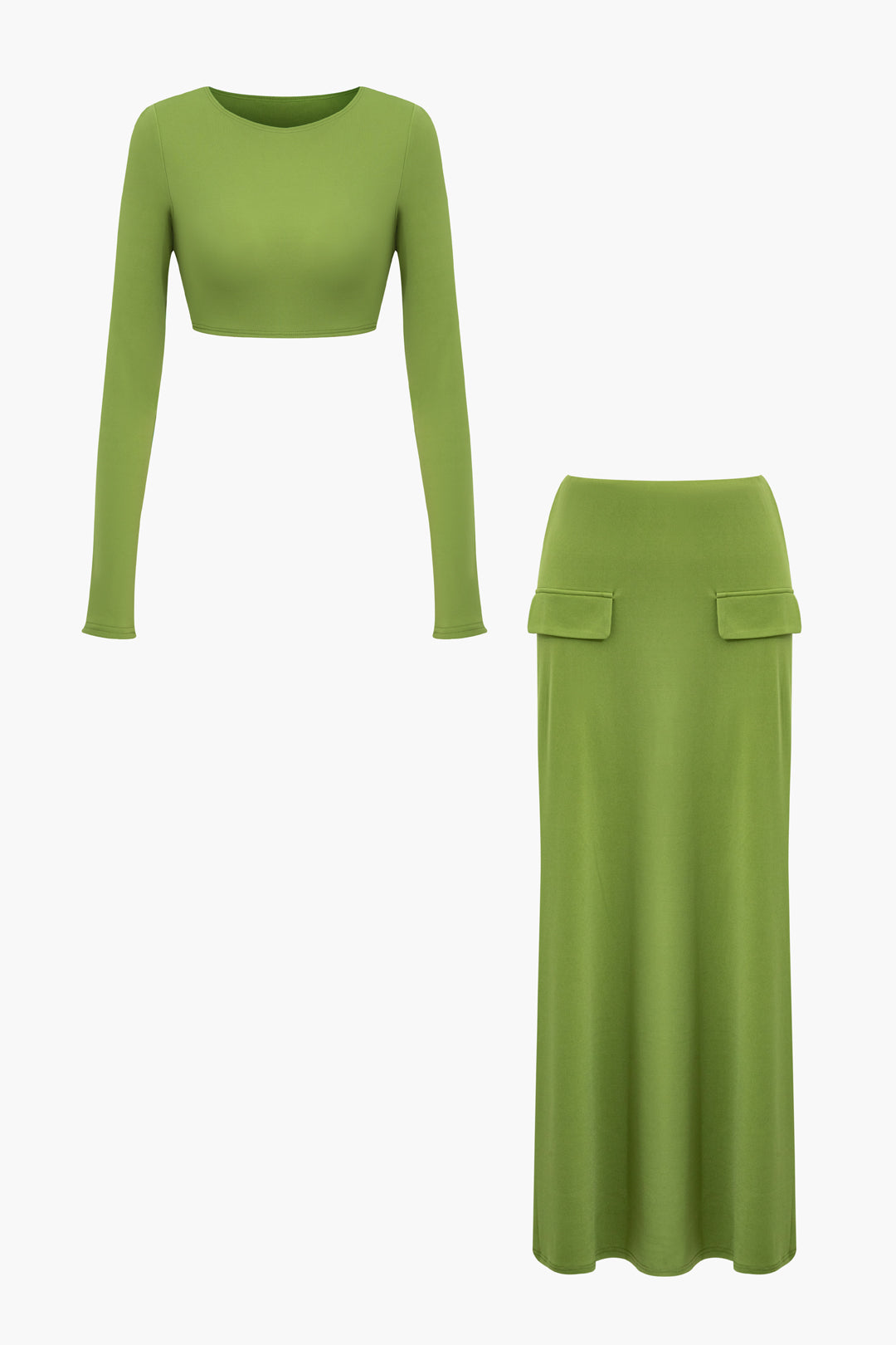 Solid Crop Top And Split Maxi Skirt Set – Micas