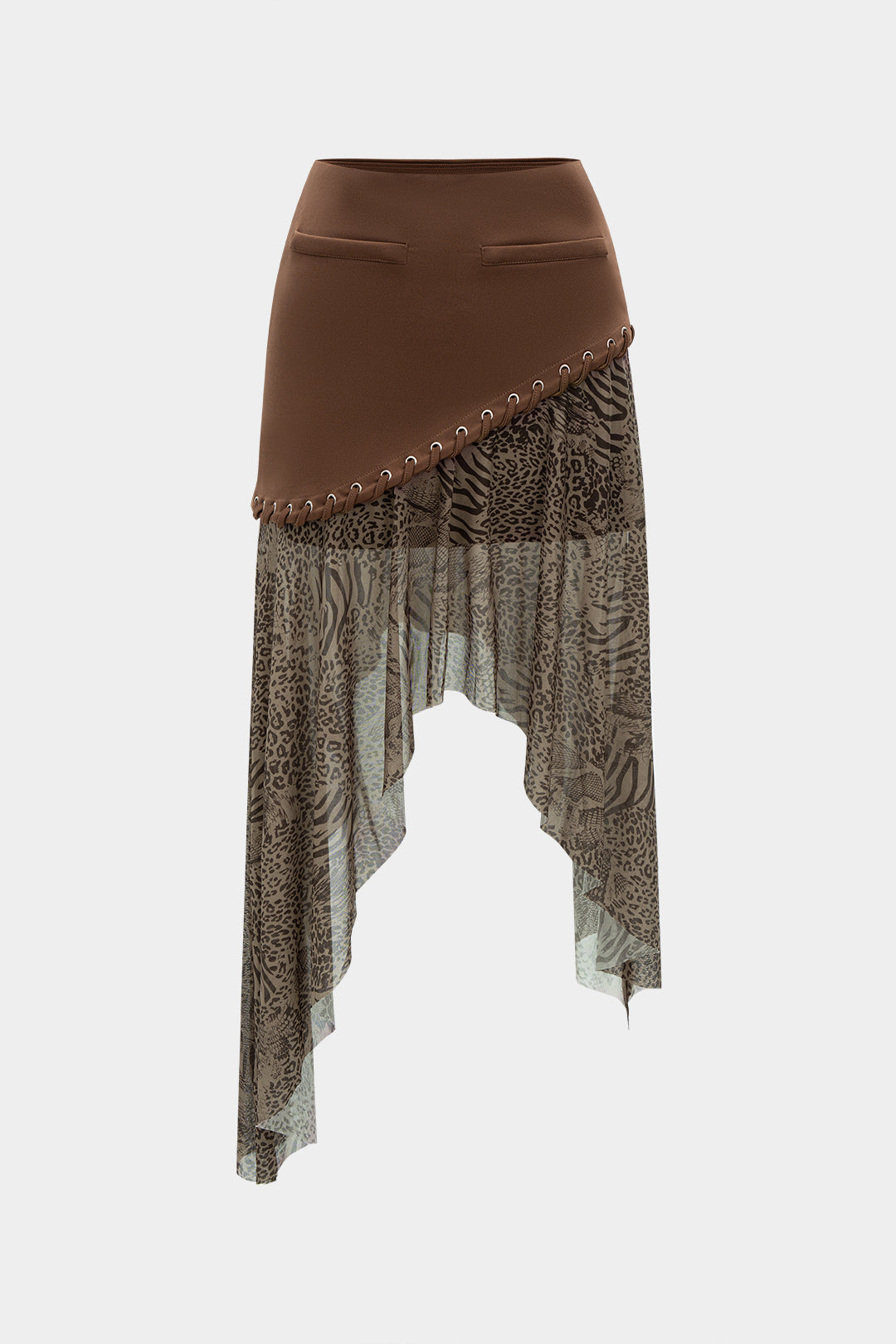 Retro Leopard Print Patchwork Irregular Skirt – Micas